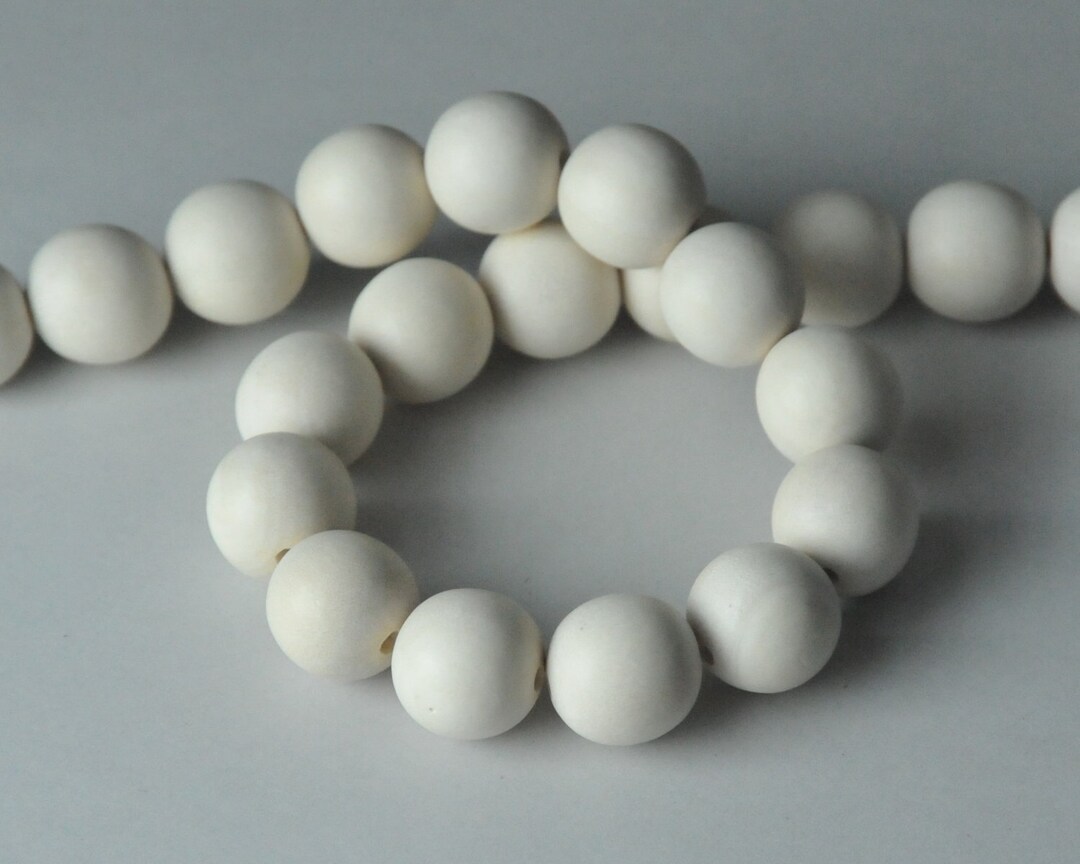 White Beads, Round Wood Beads, 20 Mm, Large Beads, Chunky Beads ...