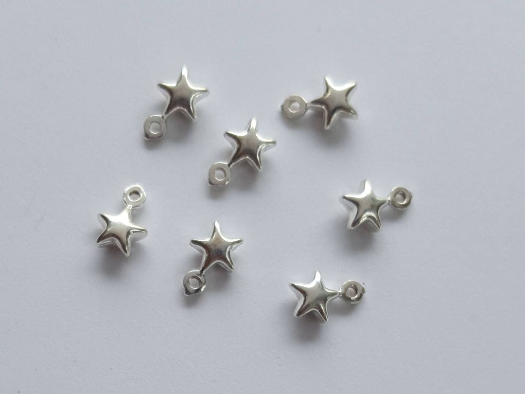 Sterling Silver Puff Star, Tiny Star Charm, Tiny Star Pendant, 5.5x8 ...