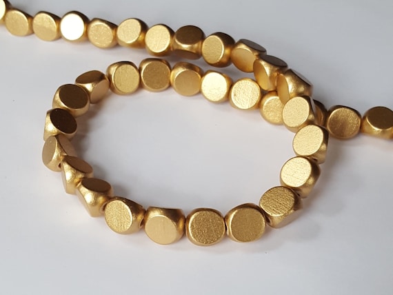 Gold Triangular Wood Beads 10 Mm Lightweight Beads Fast | Etsy