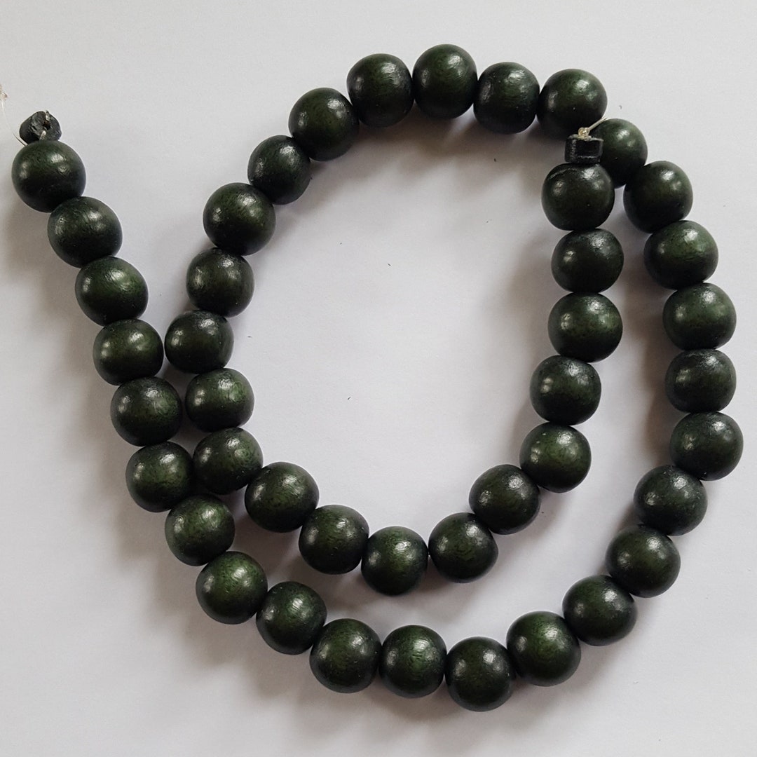 Dark Forest Green Wood Beads, Round Wood Beads, 10mm, Lightweight Beads ...