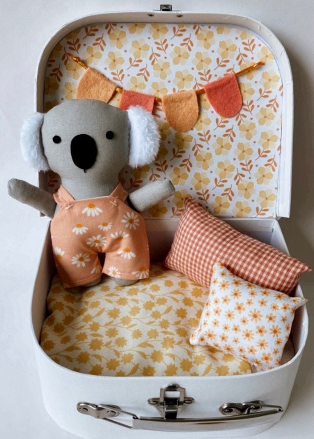 Baby Koala Doll With Bed in Small White Cardboard Suitcase Including ...