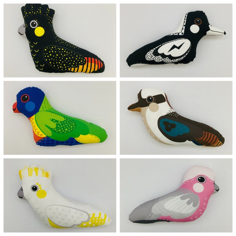 Australian Native Bird Stuffed Animal Soft Toy Set of 6. Magpie ...