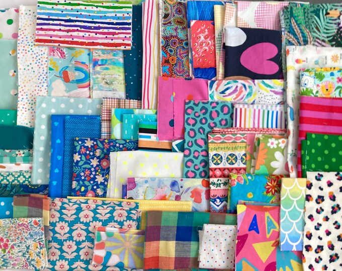 Mega Colourful Fabric Bundle, Fabric Scrap Pack, Fabric Offcuts Bundle ...