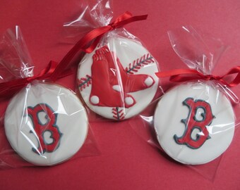 1 Dozen Boston Red Sox Inspired Cookies Baseball Sugar Cookies Baseball ...