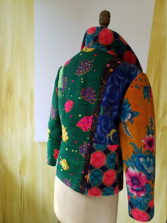 Vintage Floral Patchwork Crop Jacket - Gem