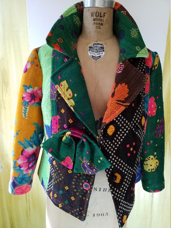 Vintage Floral Patchwork Crop Jacket - Gem