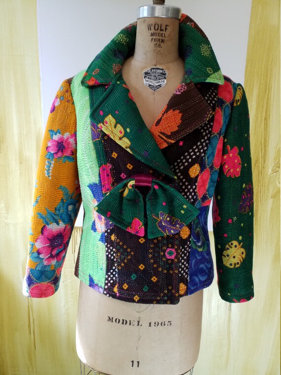 Vintage Floral Patchwork Crop Jacket - Gem