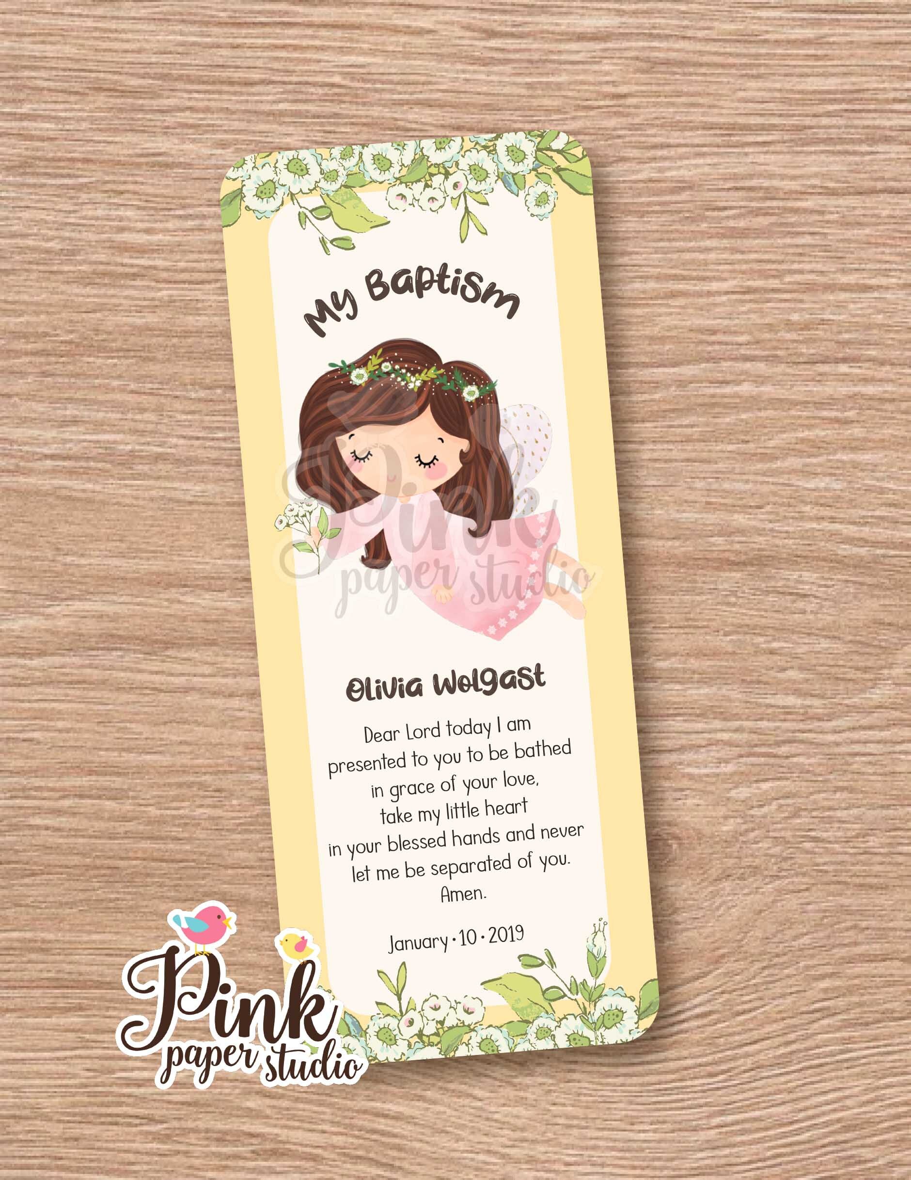 Baptism Favor Cards Bookmark Baptism Girl Recuerdo De | Etsy