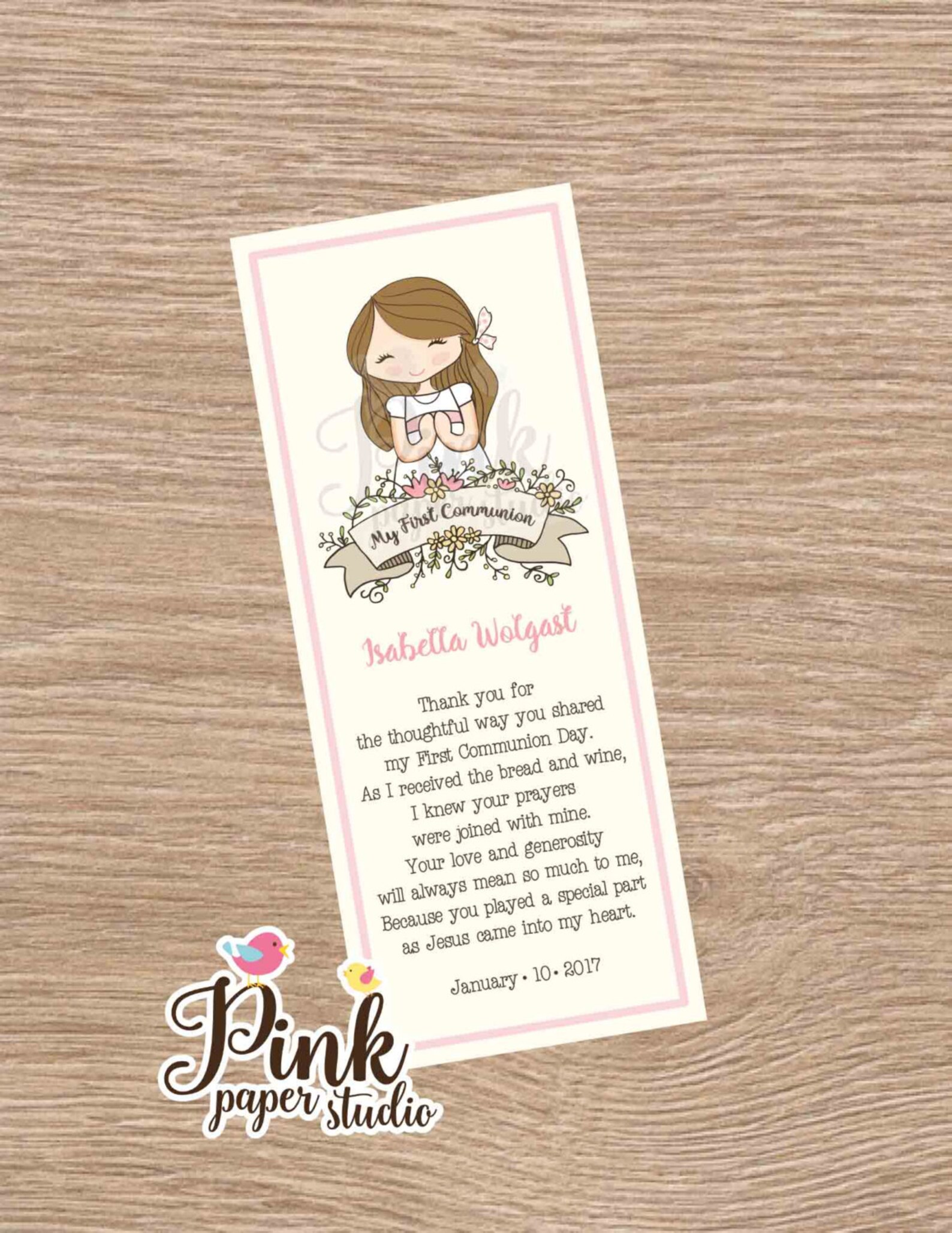 First Communion Favor Cards Bookmark Communion Girl - Etsy Canada