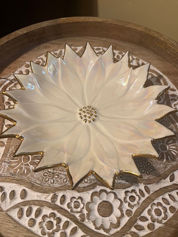 Vintage Ceramic Poinsettia Dish by Atlantic Molds - Gem