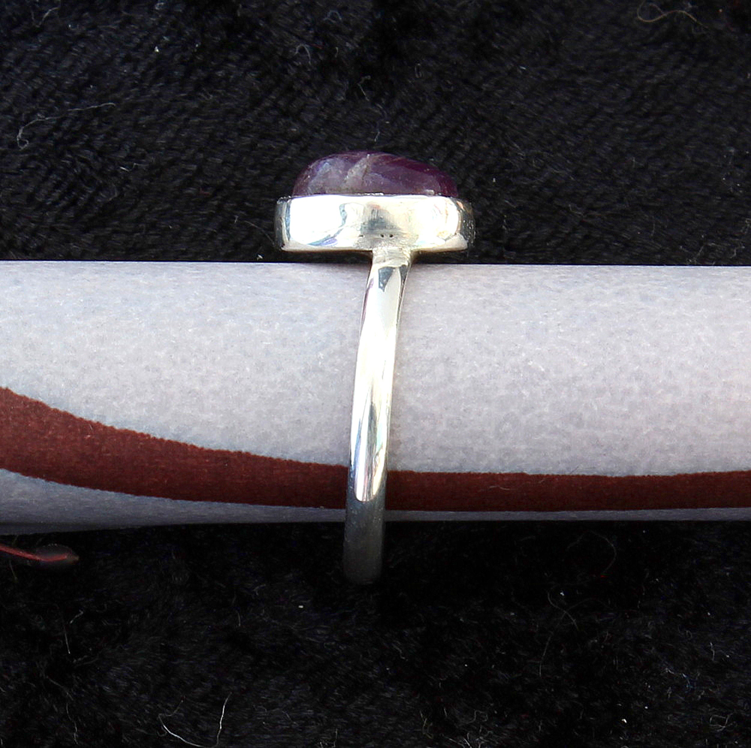 Classic Style Purple Gemstone Silver Stacking Ring Size M - Etsy
