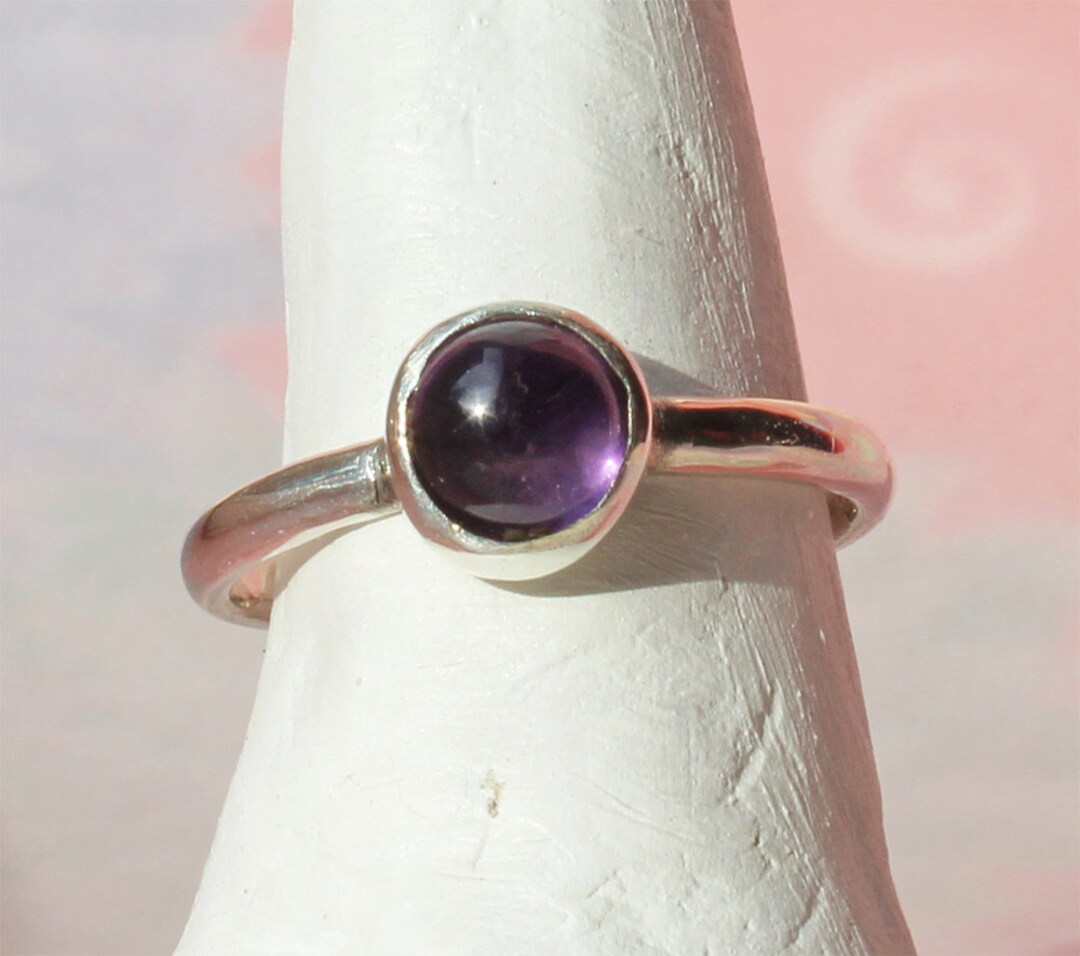 Silver Ring - Amethyst Ring - Sterling Silver Stacking Ring ...