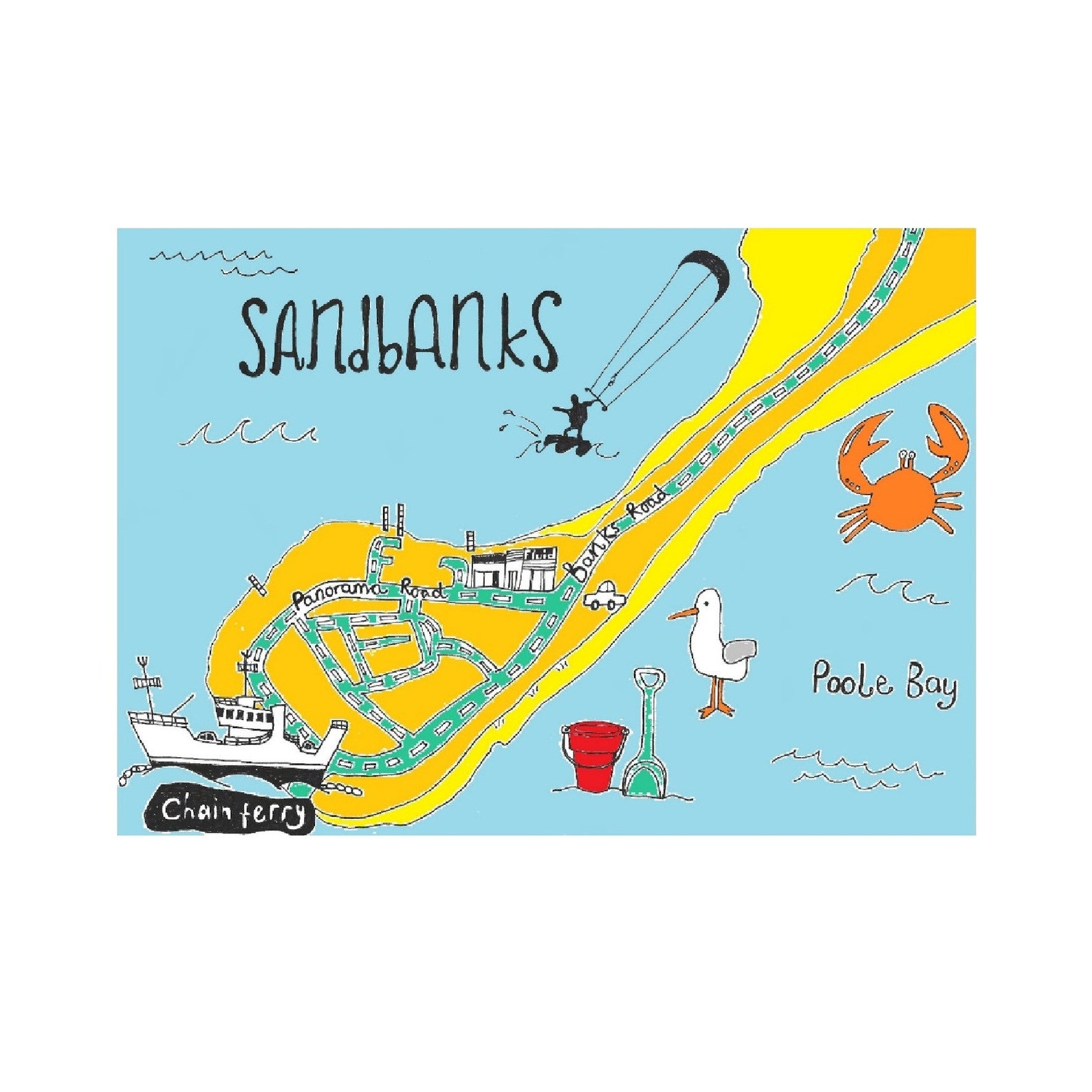 Sandbanks Map Postcard Poole Dorset Postcard - Etsy UK