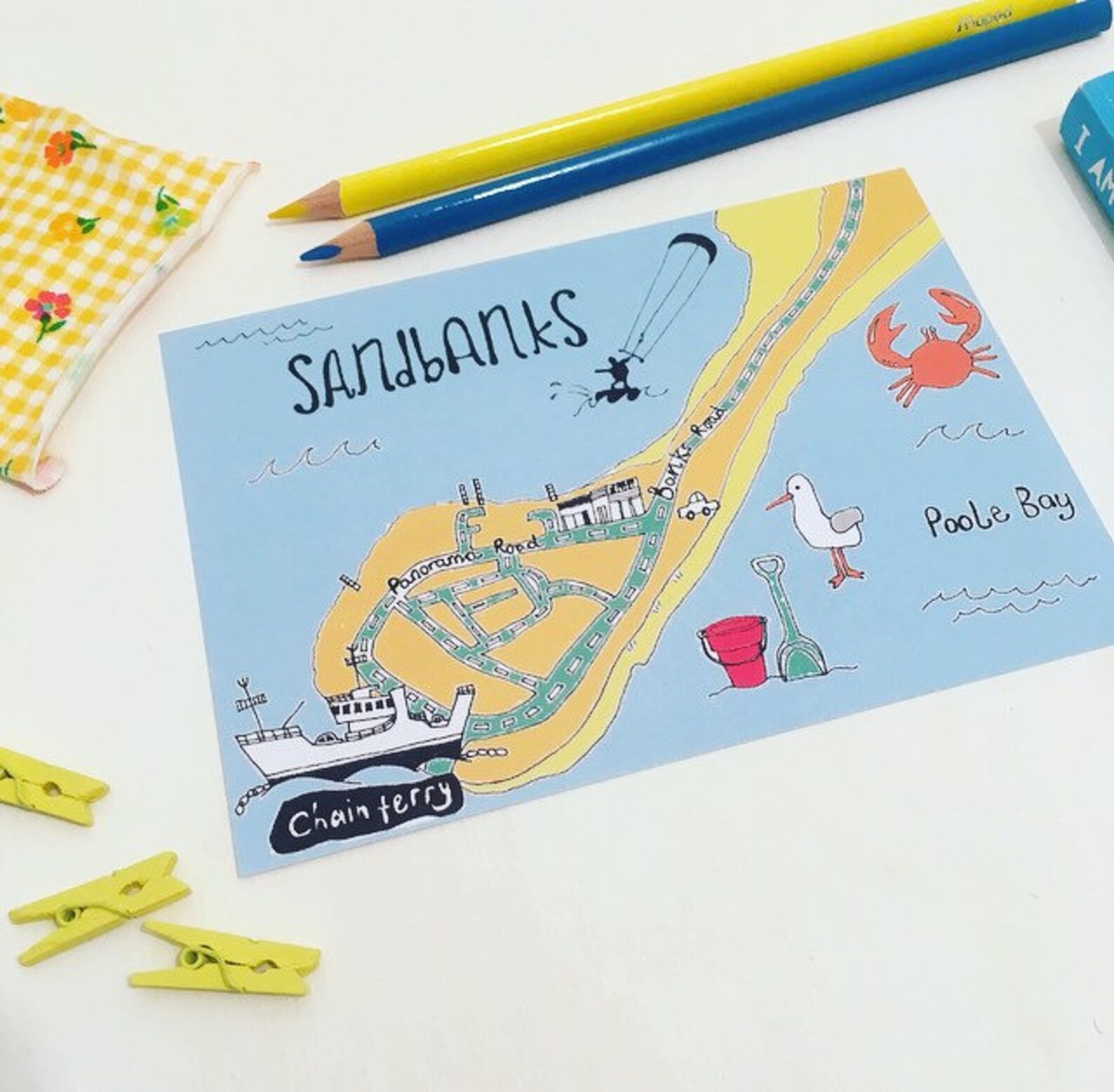 Sandbanks Map Postcard Poole Dorset Postcard - Etsy UK