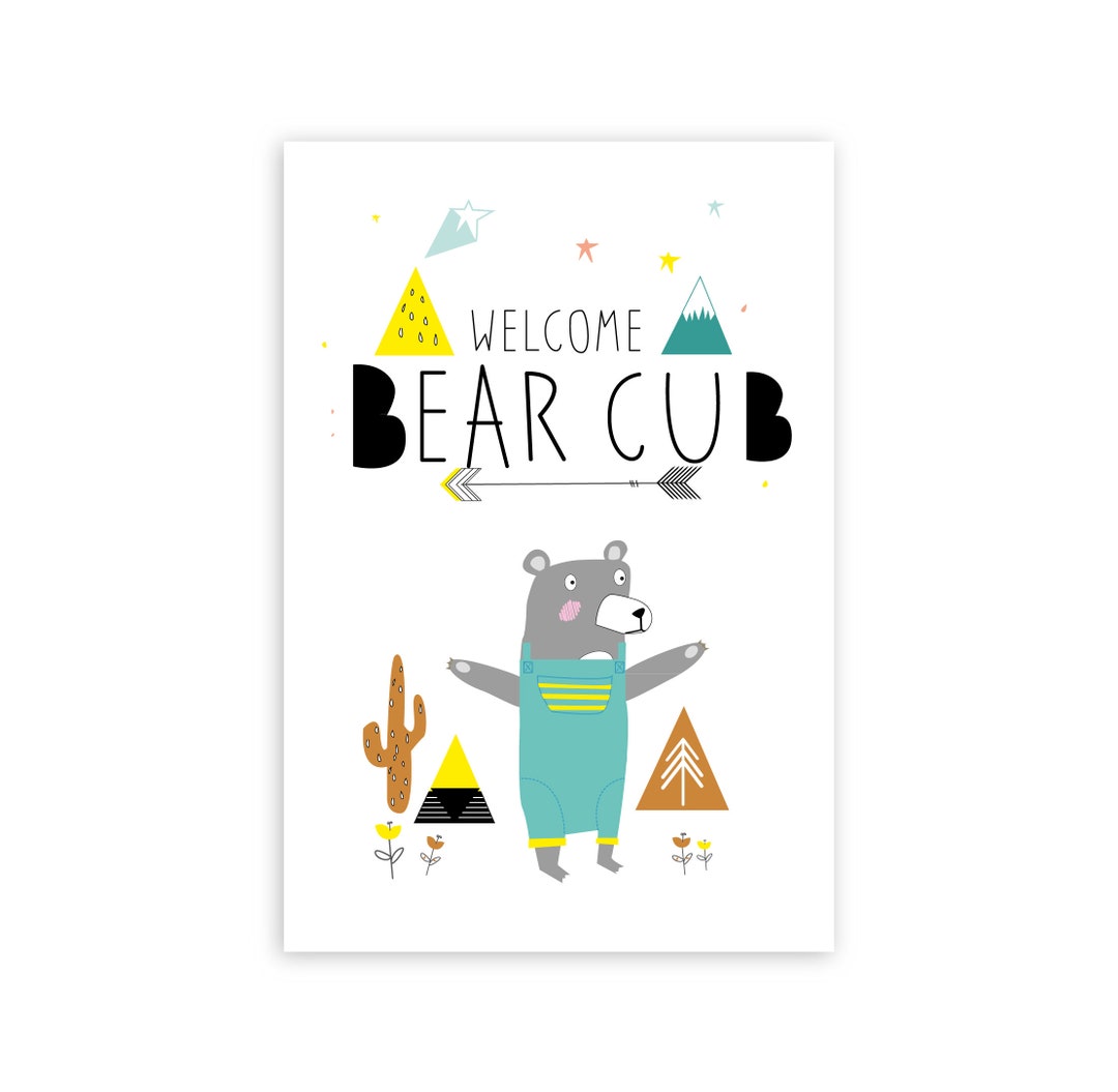 Welcome Bear Cub Card - Etsy