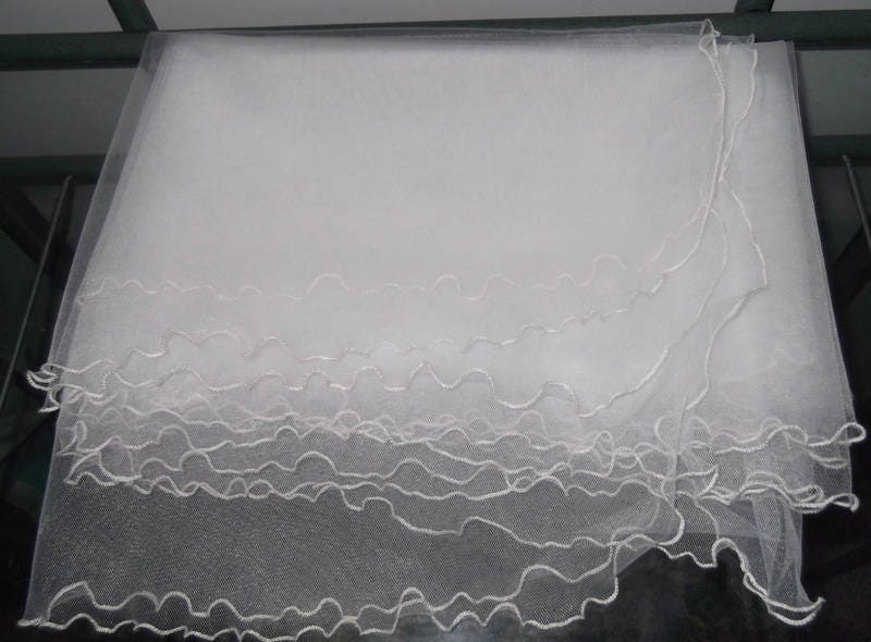 Fluted Tulle Bridal Wrap, Sash, Shawl, Available in White, Ivory or ...