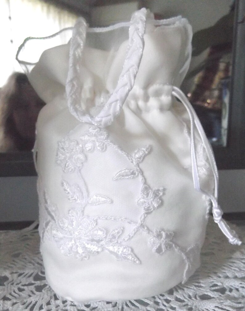 Bridal Evening Bag Drawstring Pouch Bag Appliqued With - Etsy