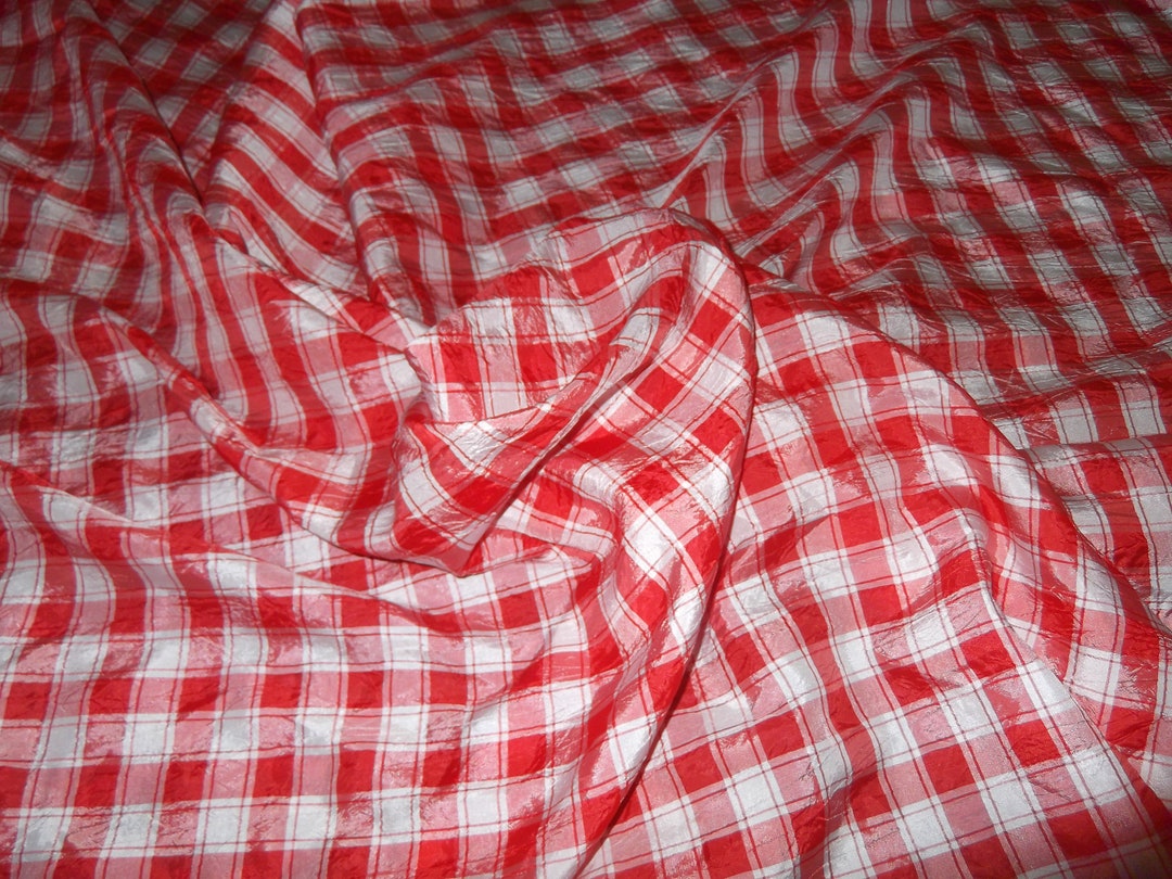 Red and White Tartan Check Fabric - Etsy