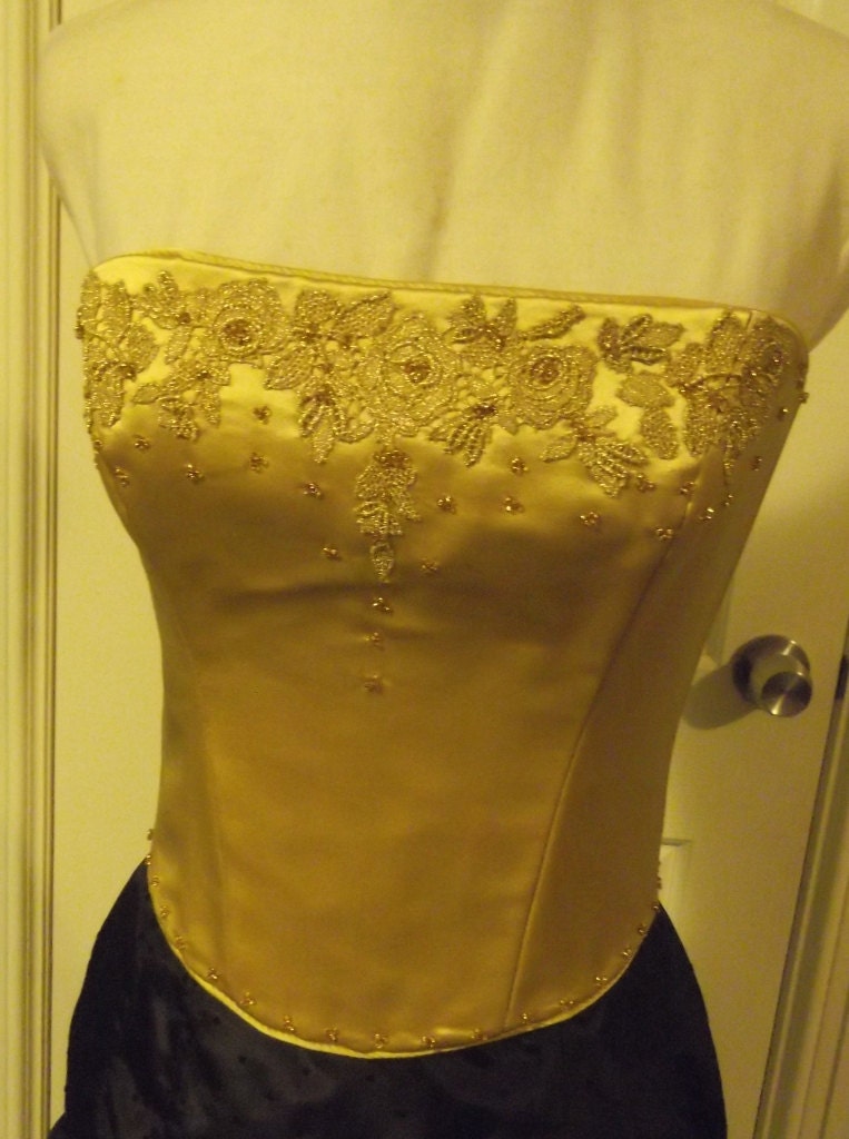 Gold Silk Beaded Guipure Lace Corset Top Bustier, Size 10 - Etsy Australia