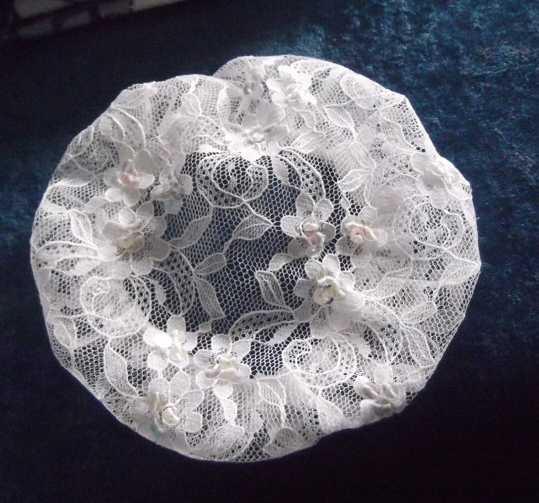 White Sequin Lace Hair Snood, Hairnet - Etsy