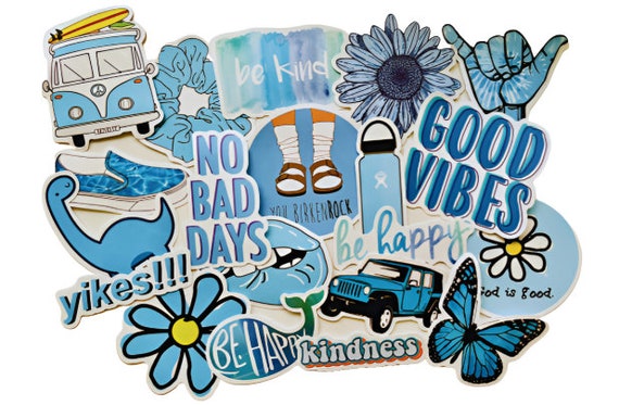 BLUE STICKER PACK Cute Aesthetic Blue Stickers Laptop | Etsy