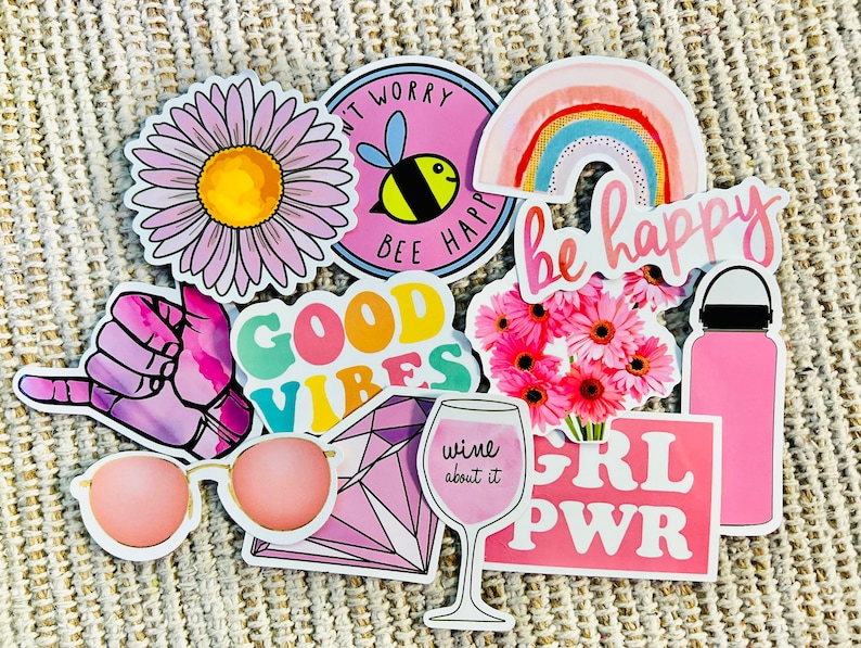PINK STICKER PACK Cute Aesthetic Pink Floral Trendy Stickers - Etsy
