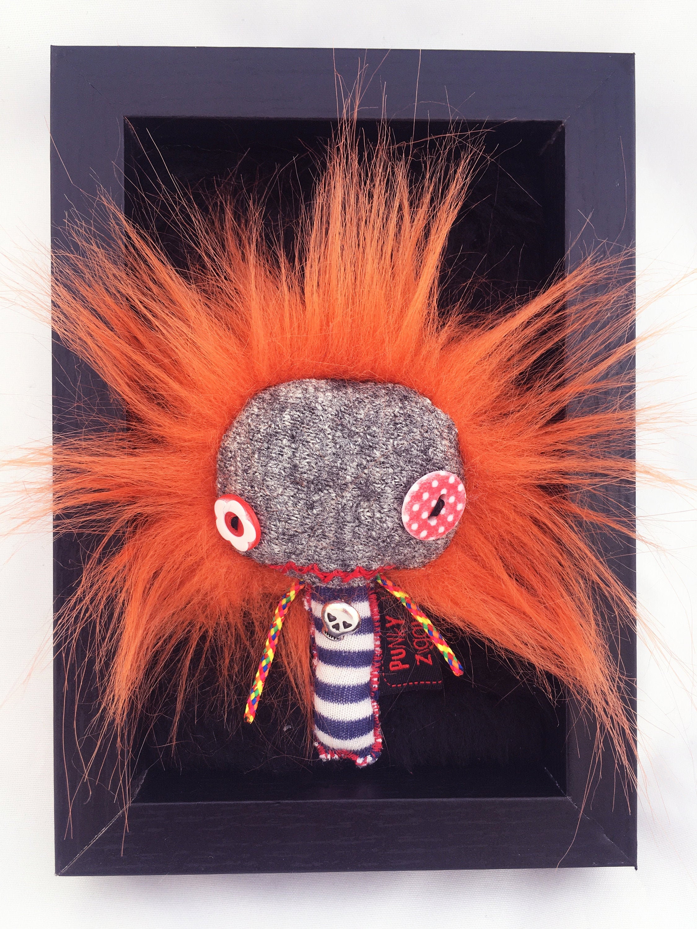 Decorative Textile Art Punk Rock Orange With Skull - Etsy