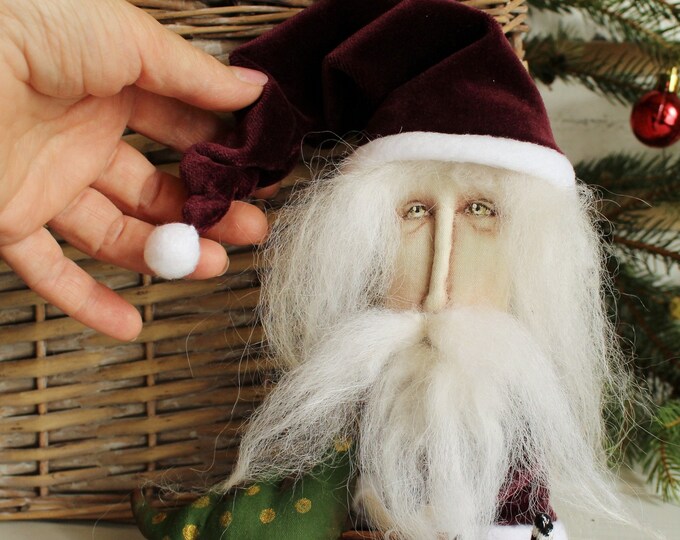 Hand Carved Wooden Folk Art Triangle Santa Claus Figure - Etsy