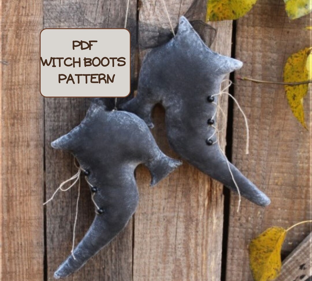 Witch Shoes Pattern, Primitive Pattern, Diy Halloween Decor - Etsy