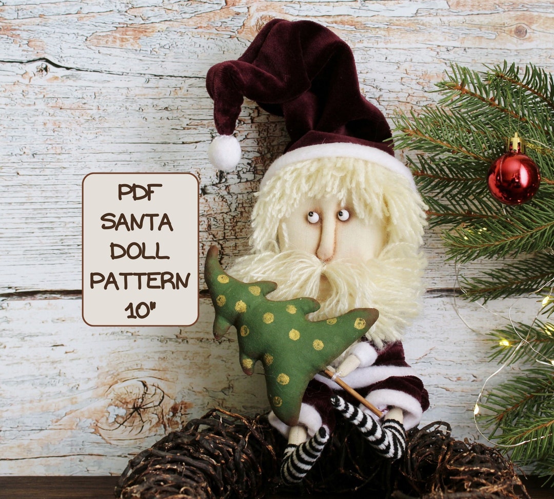 Primitive Cloth Doll Santa Pattern, Country-style Doll Sewing Template ...