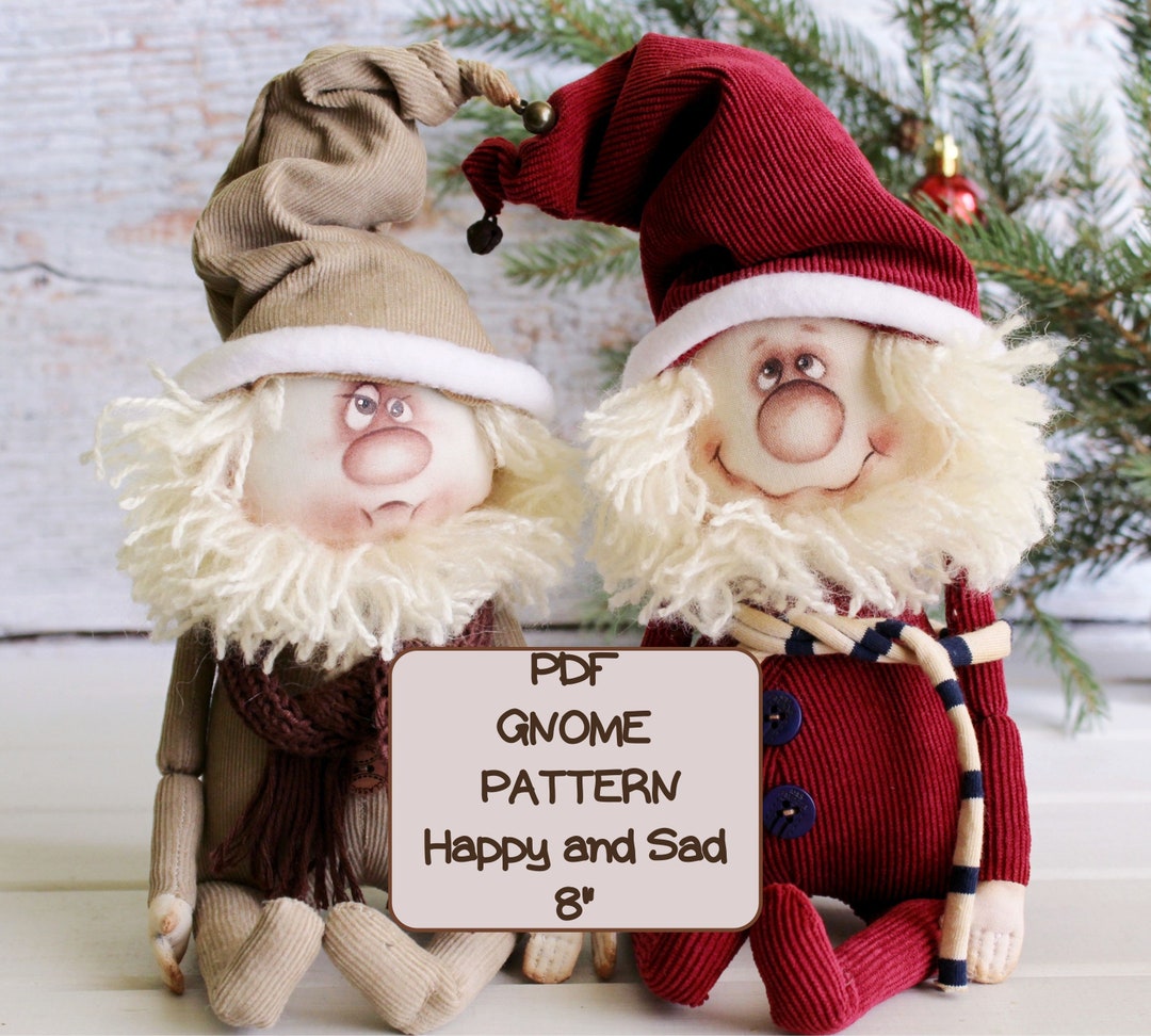Christmas Gnome Sewing Patterns PDF, DIY Cloth Doll Tutorial for Happy ...