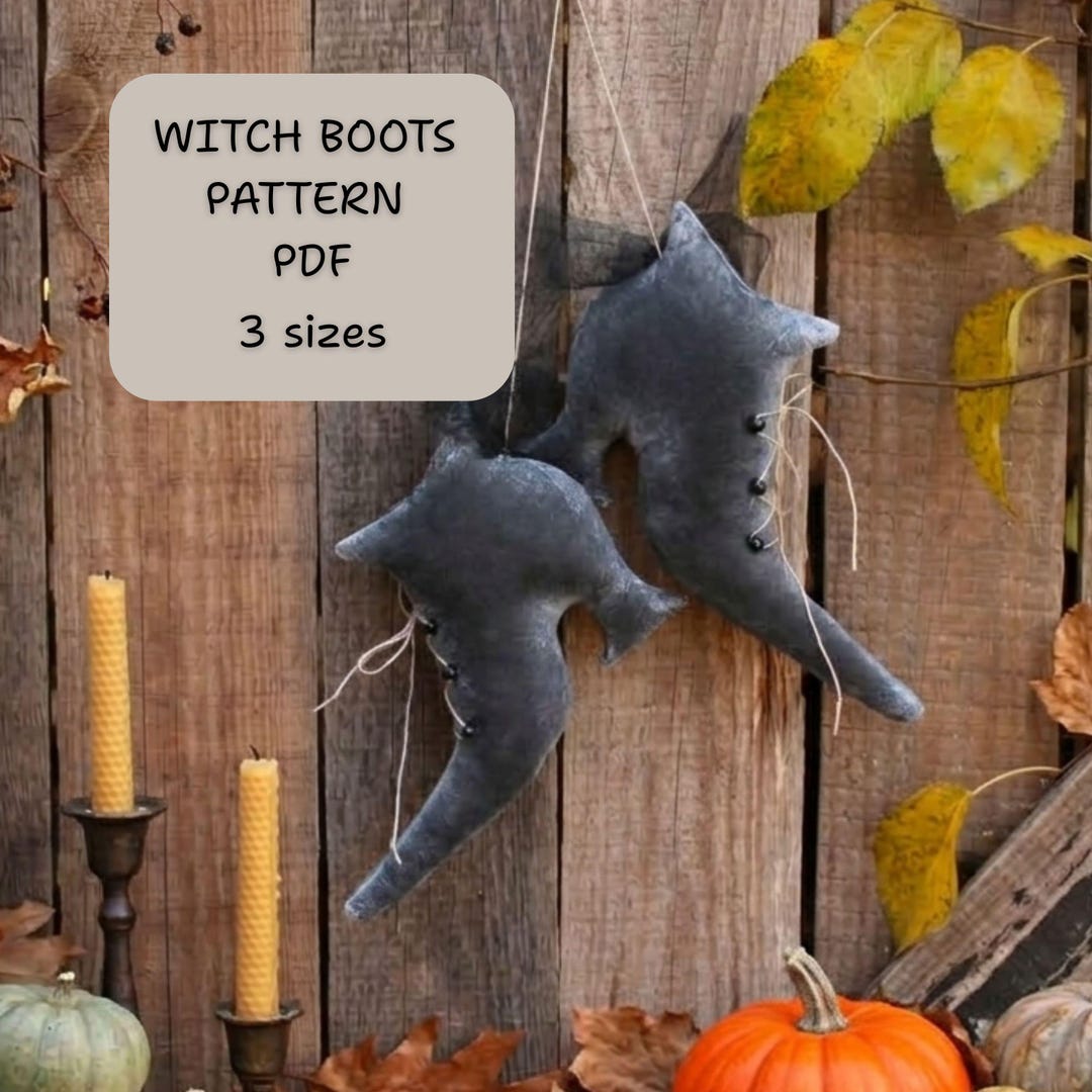 Witch Shoes Pattern, Primitive Pattern, Diy Halloween Decor - Etsy
