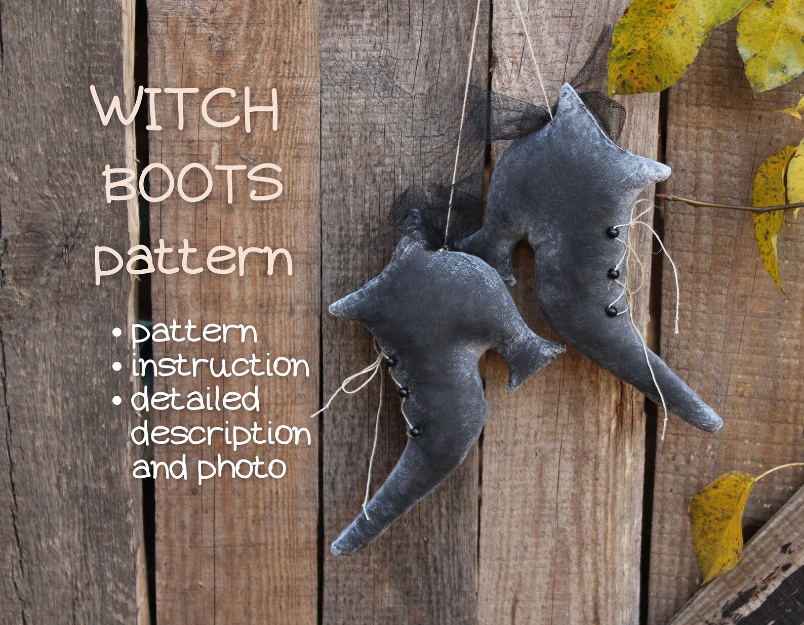 Witch Shoes Pattern Primitive Pattern Diy Halloween Decor - Etsy