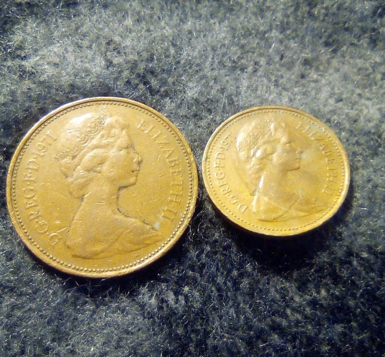 Rare 1971 1p and 2p, Coin, Circulated,collectable. - Etsy