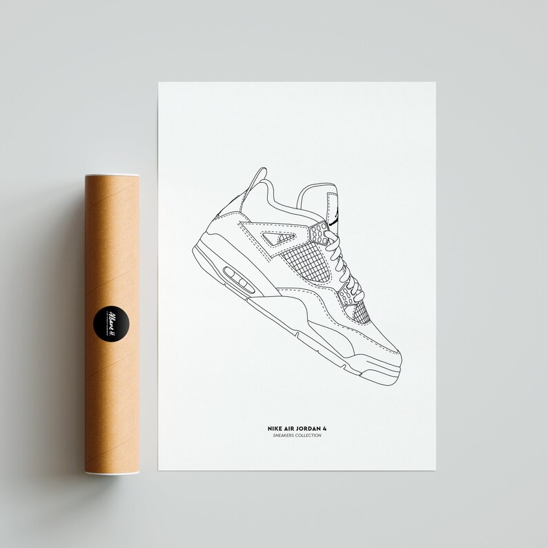 Sneakers Poster Nike Air Jordan 4 A4 / A3 Paper | Etsy