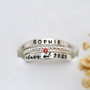 Personalized Class Ring Set, Sterling Silver, Affordable Class Rings ...