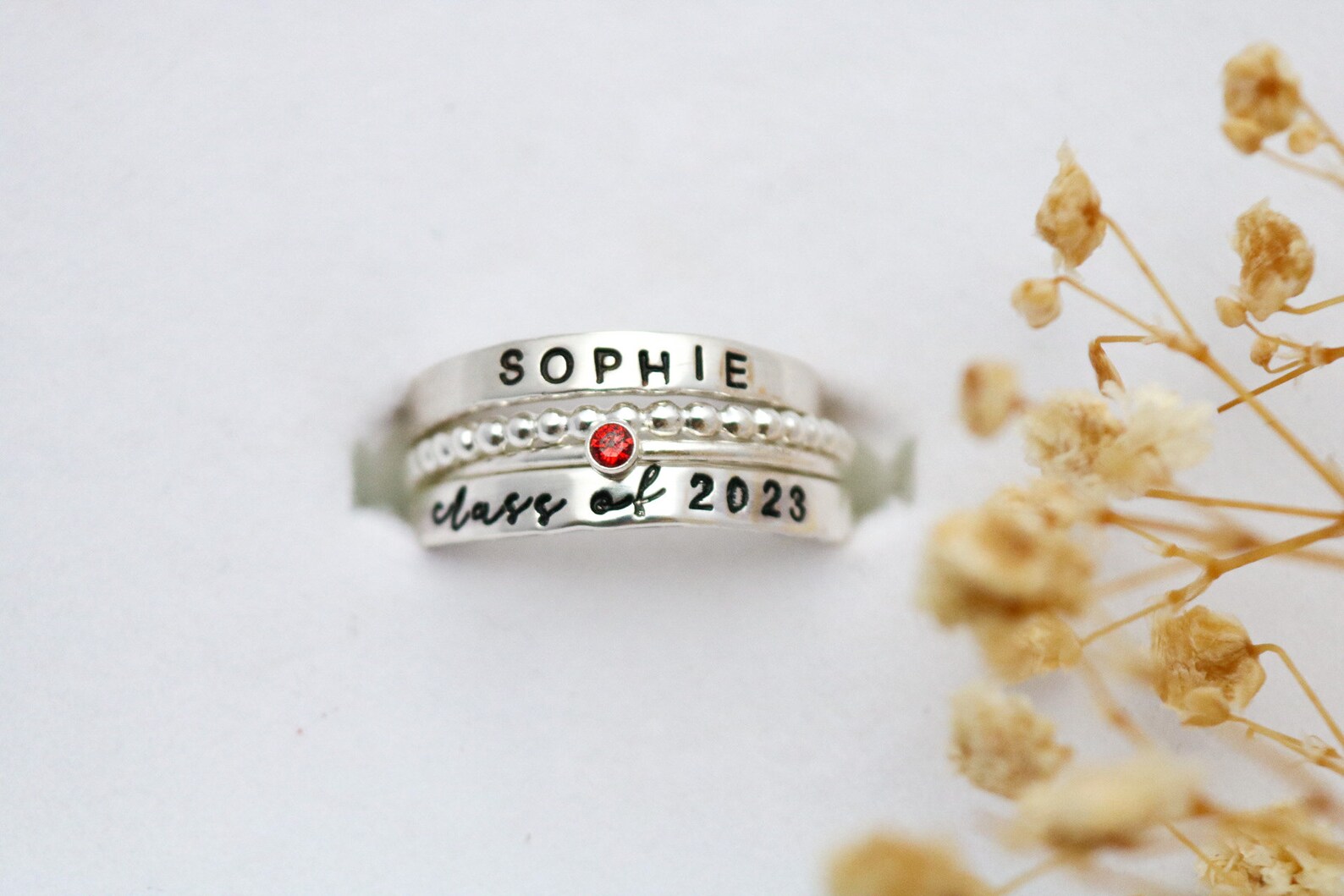 Class Ring Set Sterling Silver Modern Class Rings - Etsy