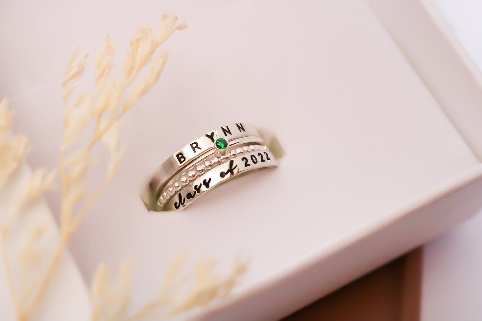 Class Ring Set Sterling Silver Modern Class Rings - Etsy