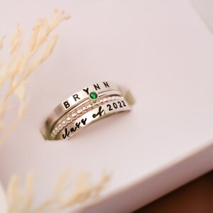 Class Ring Set Sterling Silver Modern Class Rings - Etsy