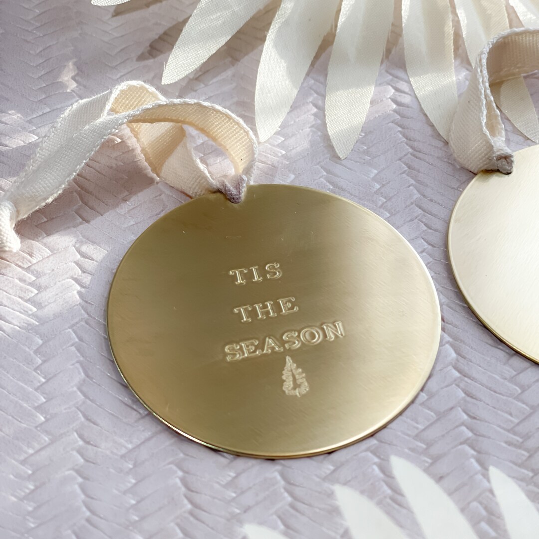 Custom Brass Ornament, Hand Stamped Personalized Christmas Ornament ...