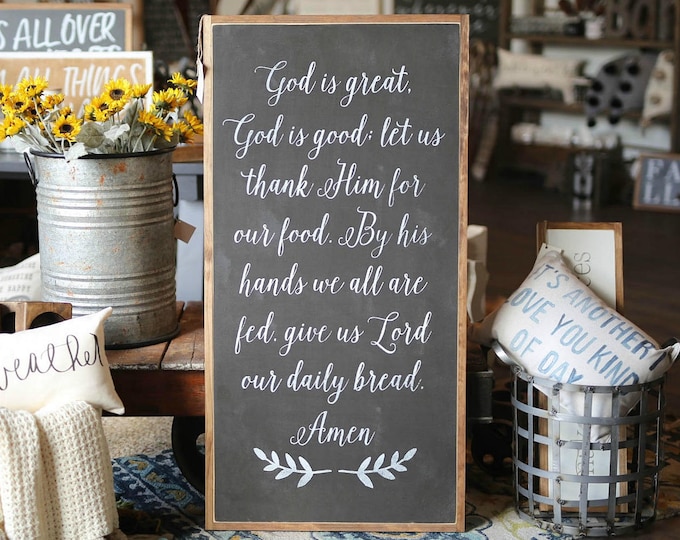 God is Great God is Good Painted Wood Sign 18x28.5. Farmhouse Style Sign, Inspirational Signs ...