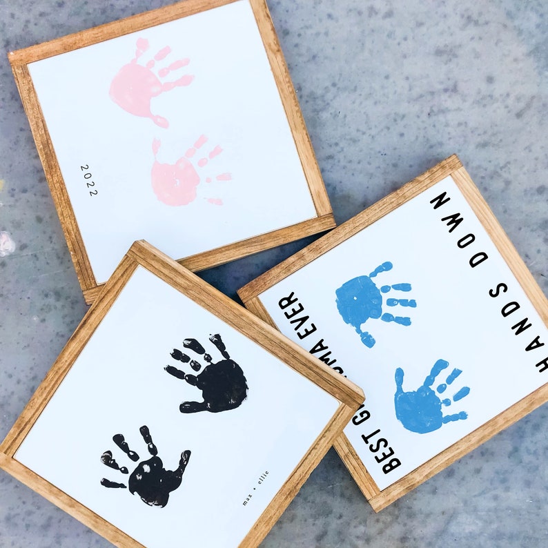 Handprint Framed Wood Sign Kids Room Decor - Etsy