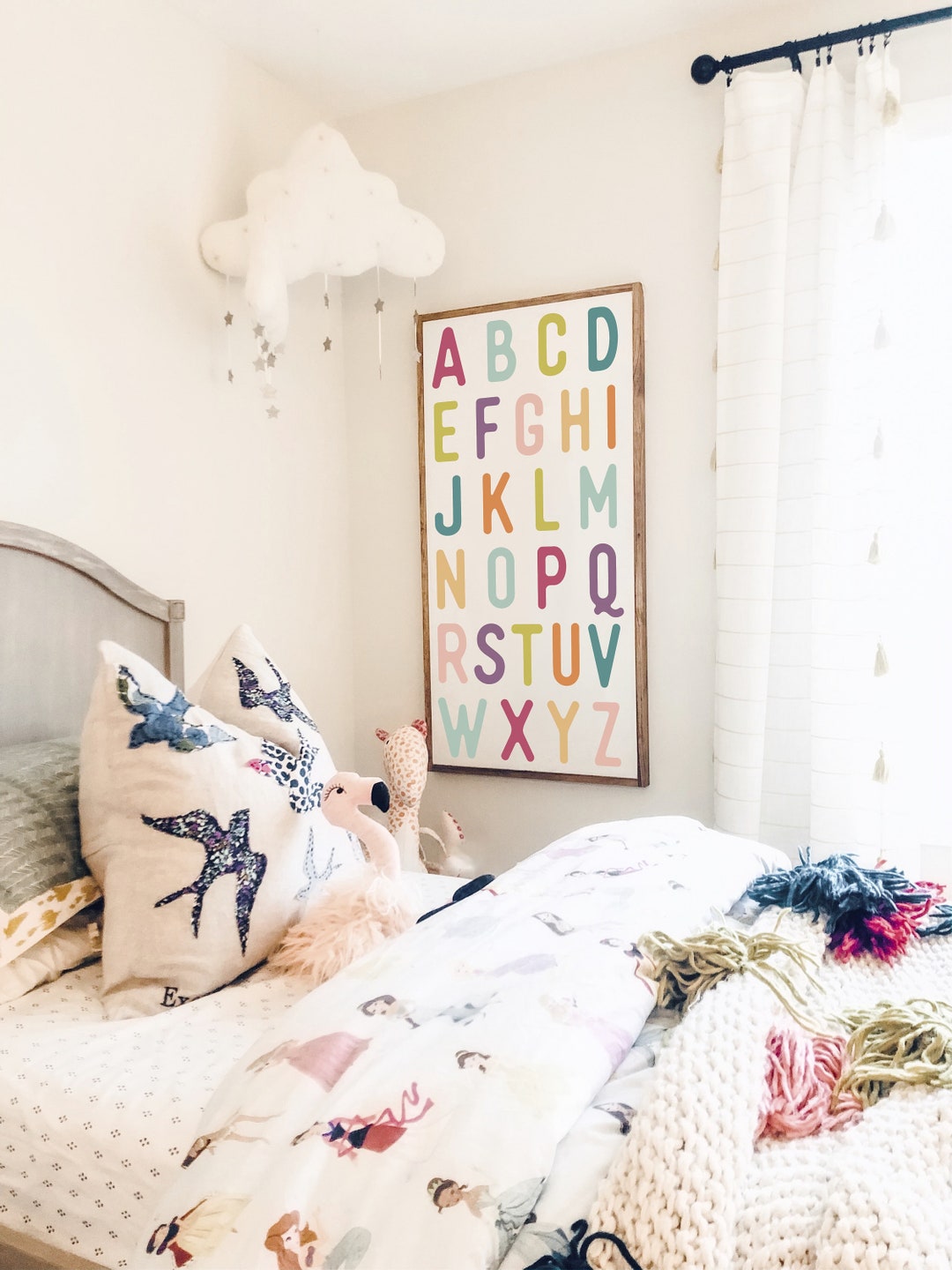 Vertical Alphabet Framed Wood Sign Nursery Decor Framed Wood Sign ...