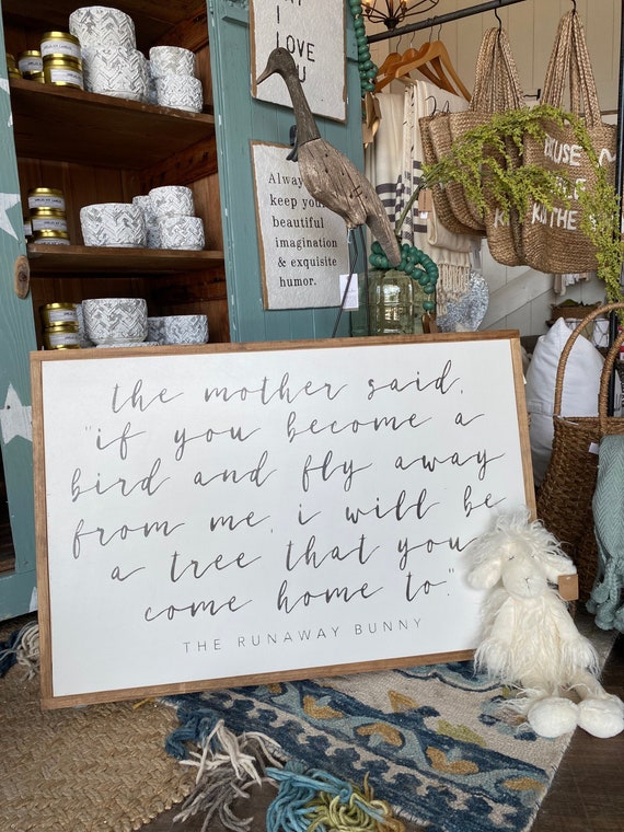 Horizontal Runaway Bunny Framed Wood Sign Kids Room Decor | Etsy