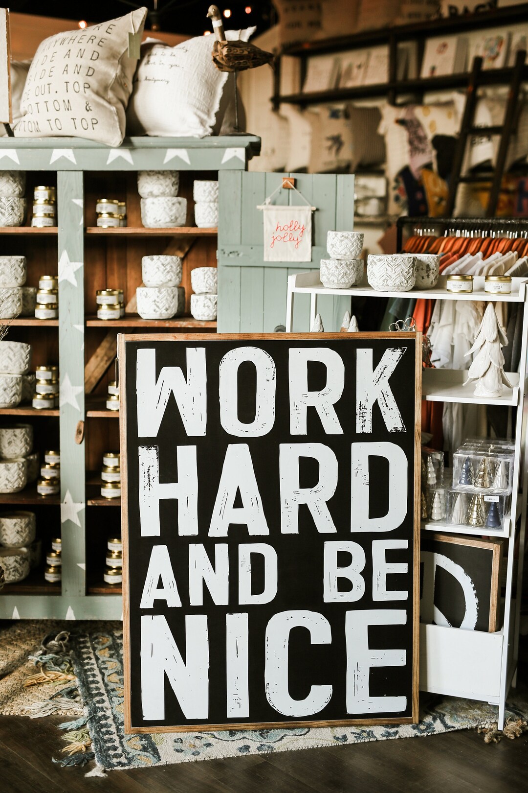 Work Hard Be Nice Framed Wood Sign Classroom/kidsroom/office Decor - Etsy