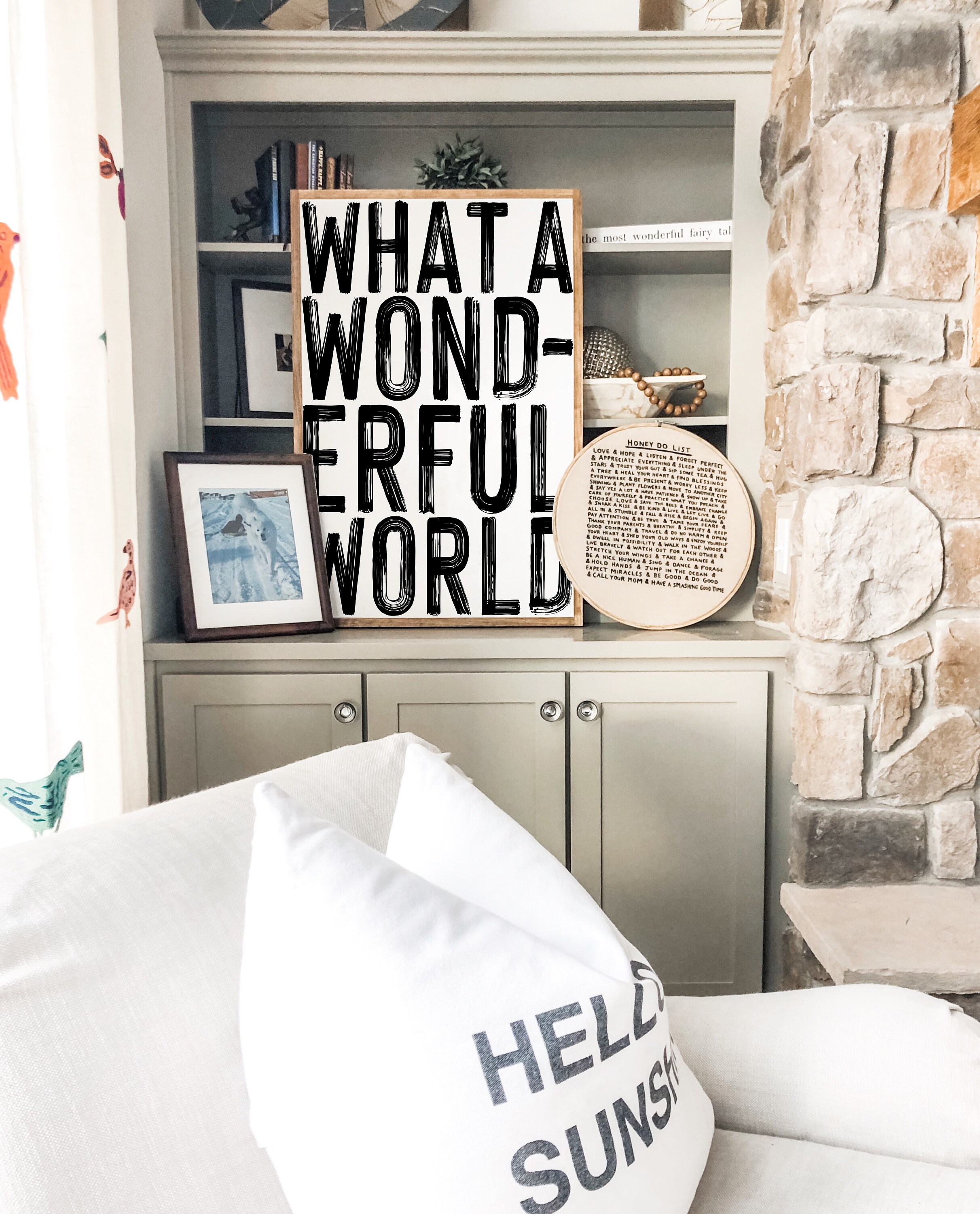 What A Wonderful World Framed Wood Sign - Etsy