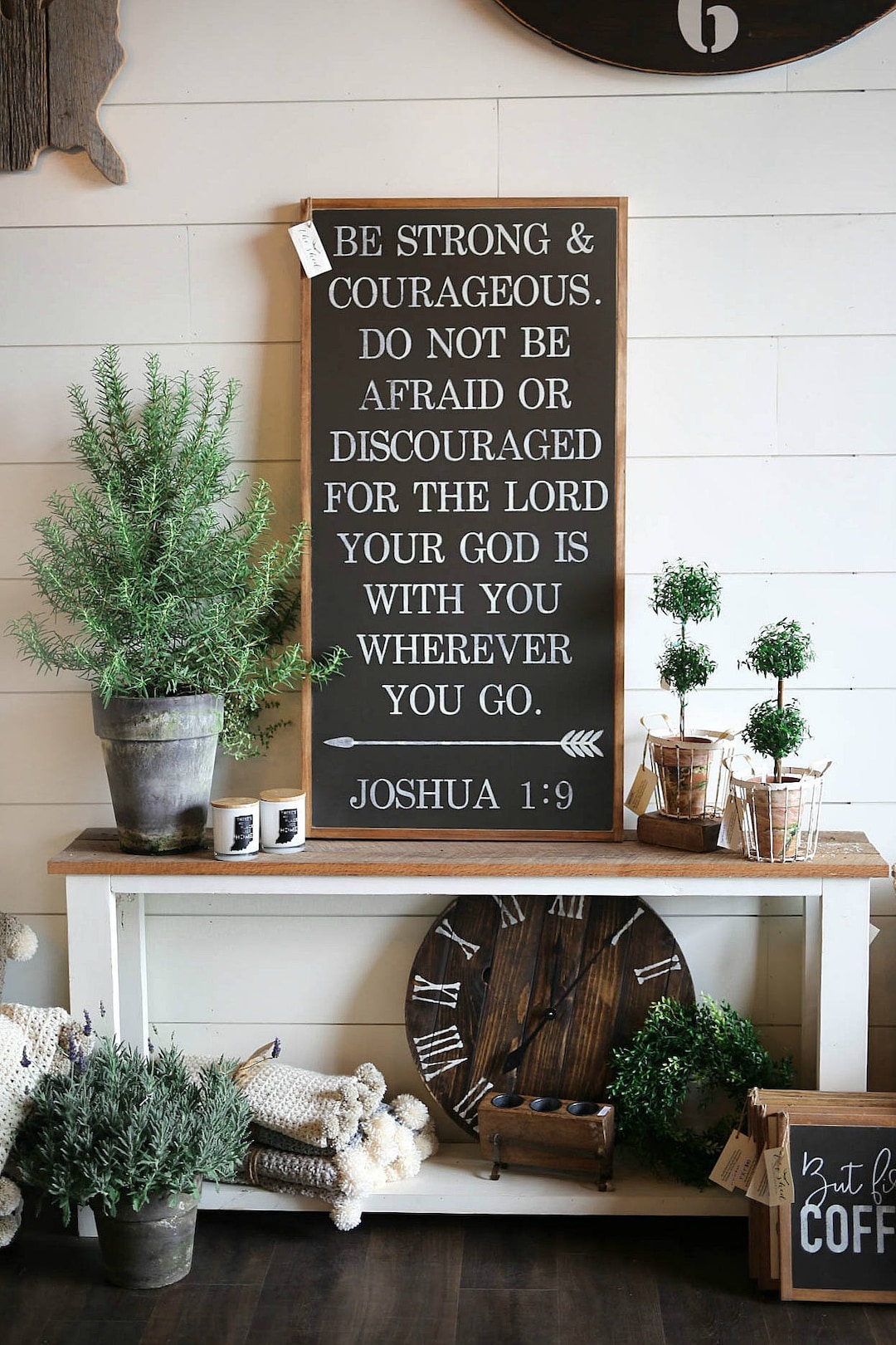 Vertical Be Strong and Courageous Joshua 1:9 Arrow Framed Wood Sign ...