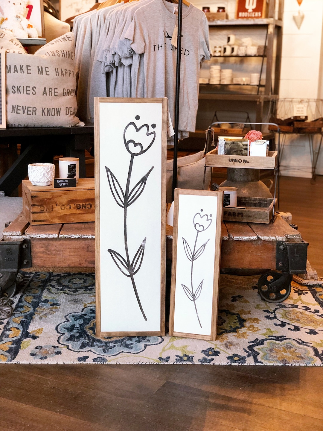 Tulip Flower Framed Wood Sign Spring Decor Porch Decor Kitchen Decor ...