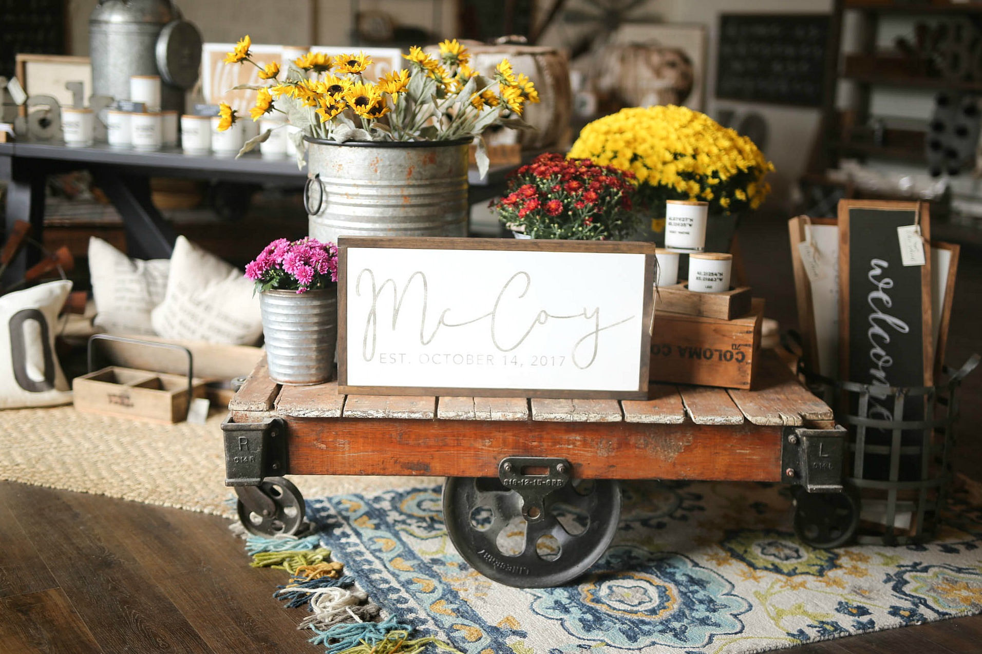 Wispy Cursive Last Name Est. Framed Wood Sign Engagement Gift | Etsy