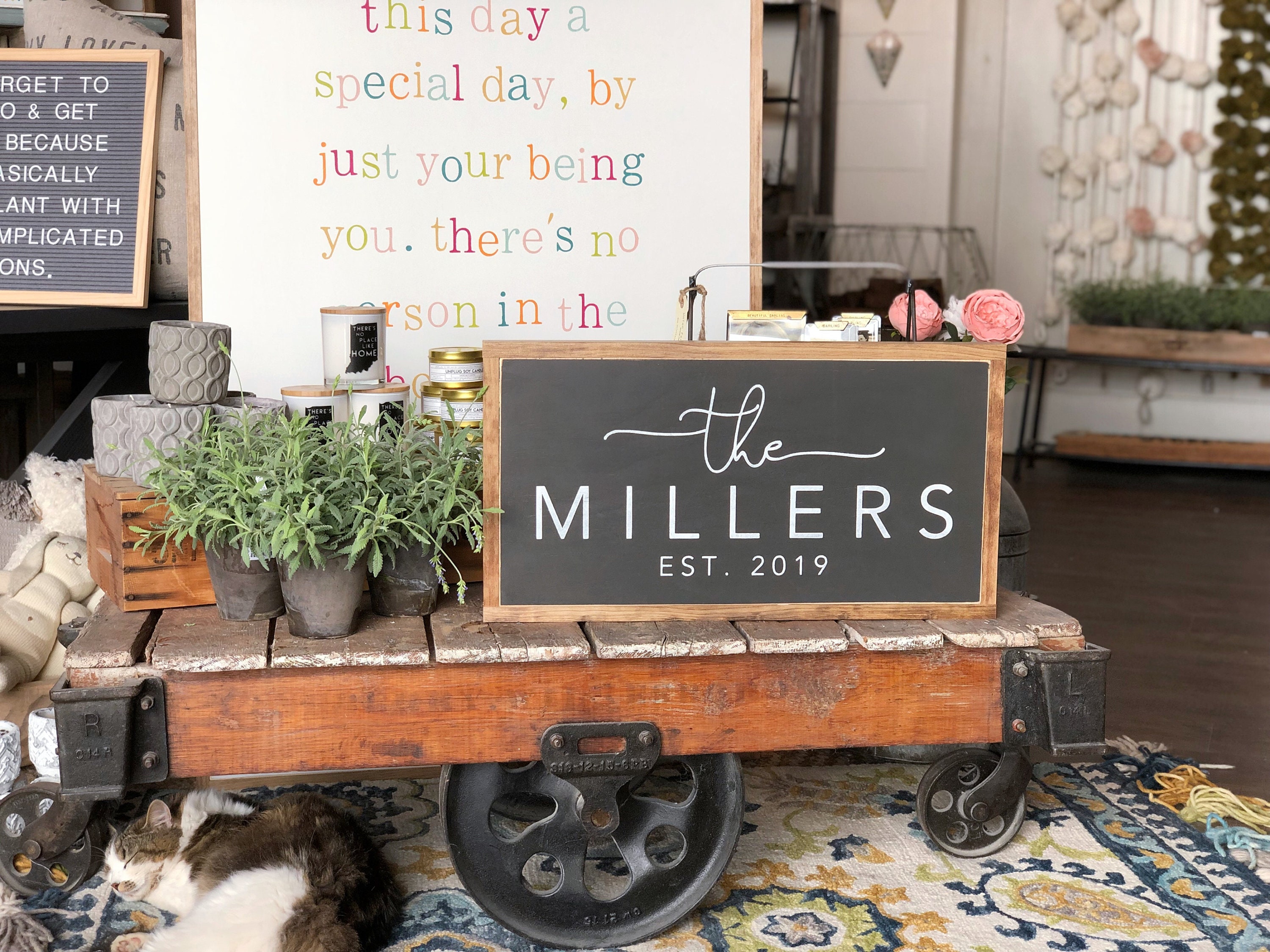 Cursive Last Name/date Established Framed Wood Sign Wedding - Etsy